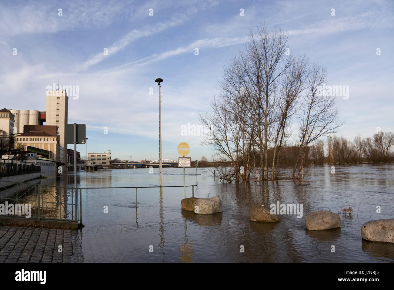 flood water level bank scenery countryside nature water shore blue tree ...