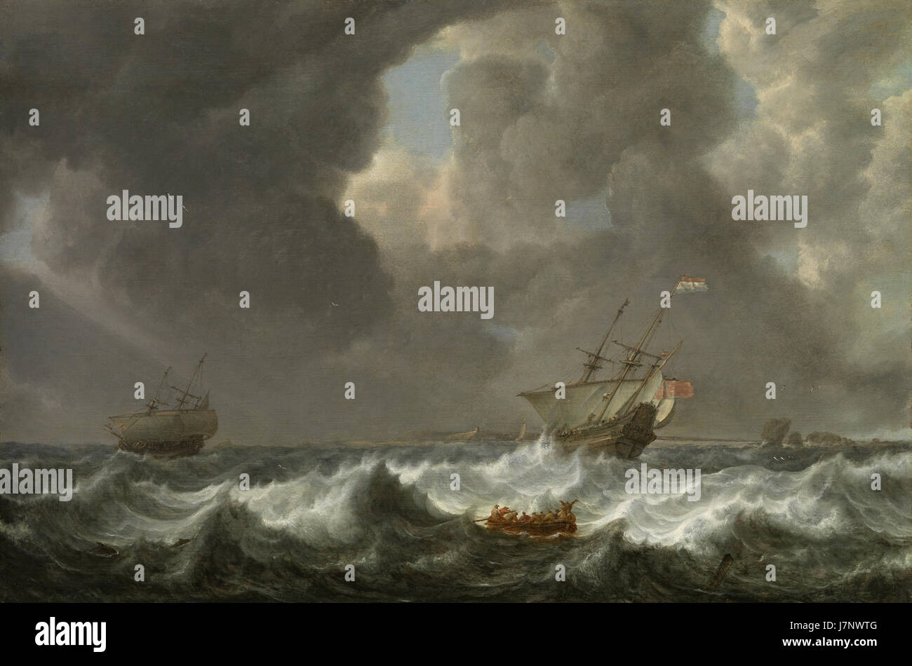 'Dutch Merchantmen in Rough Seas off a Rocky Coast' by Simon de Vlieger ...