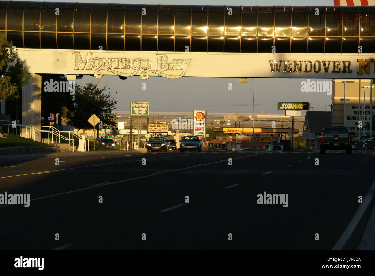 The image marks the state border on Wendover Boulevard in West Wendover ...