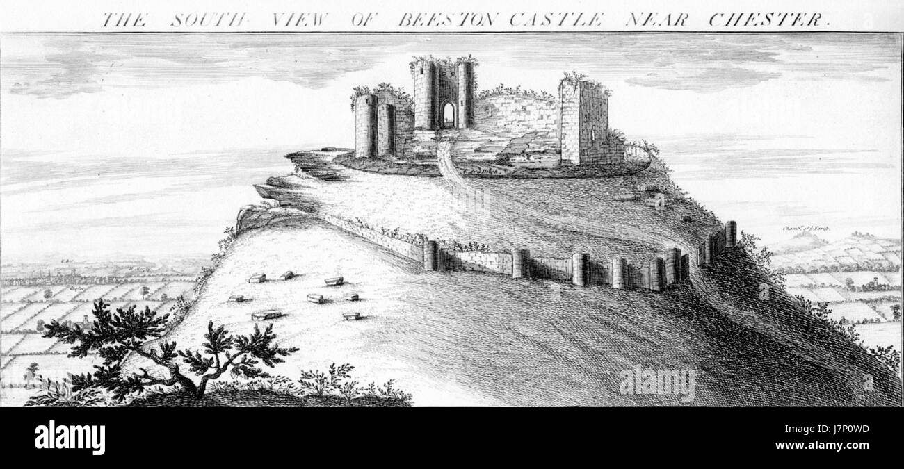 Illustration hill castle Black and White Stock Photos & Images - Alamy