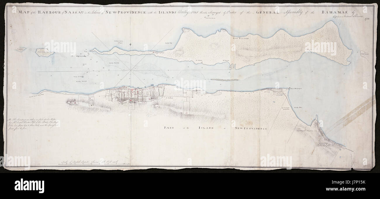 The 1788 plan of Nassau, the capital of the Bahamas, shows the layout ...