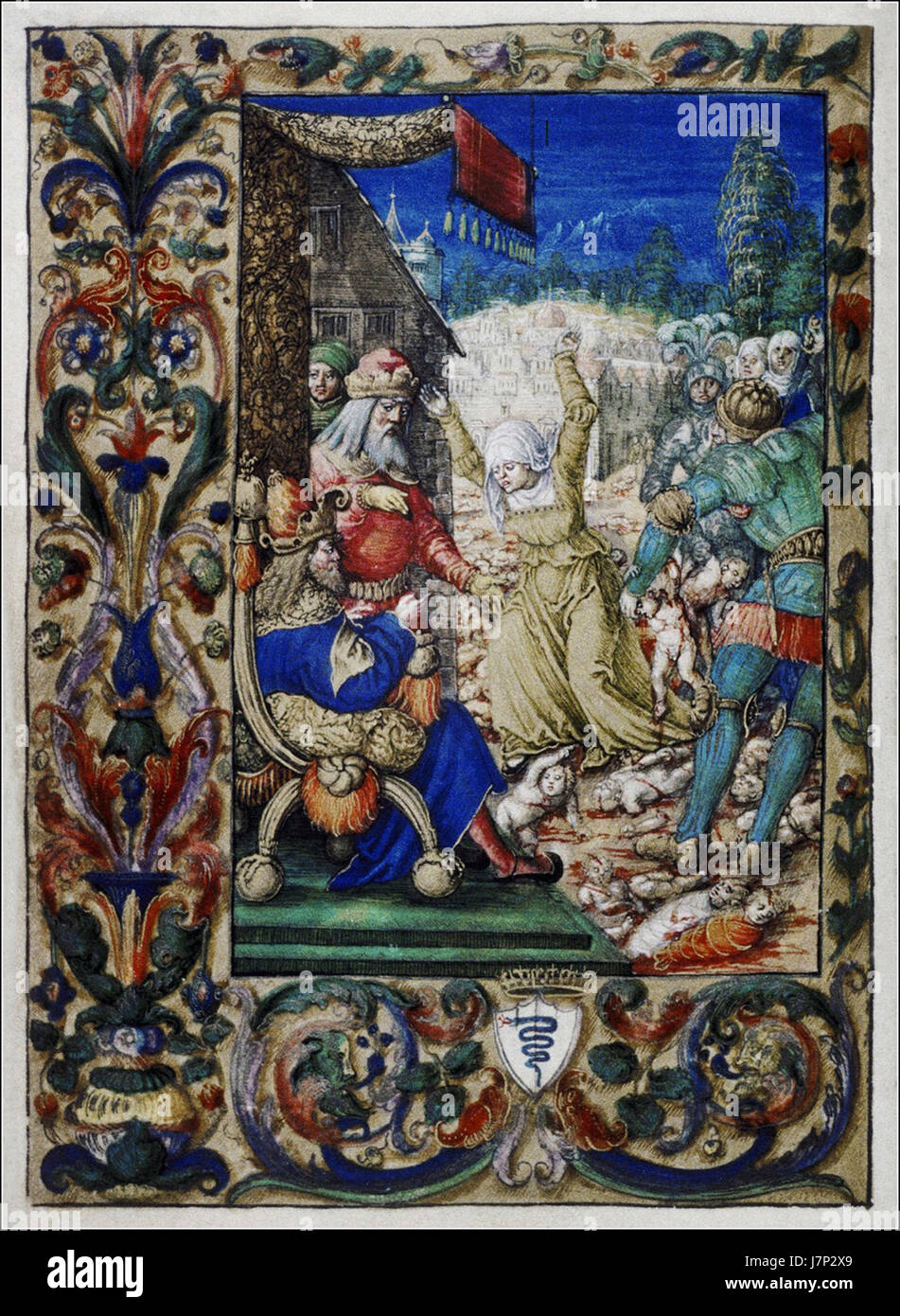 A reference to the illuminated manuscript 'Book of Hours' owned by ...