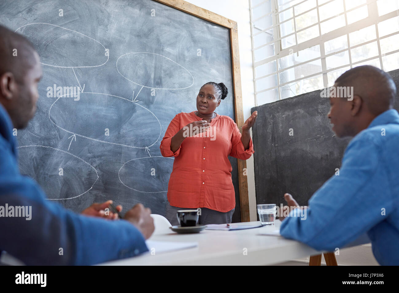 African businesswoman explaining ideas to colleagues in an office Stock ...