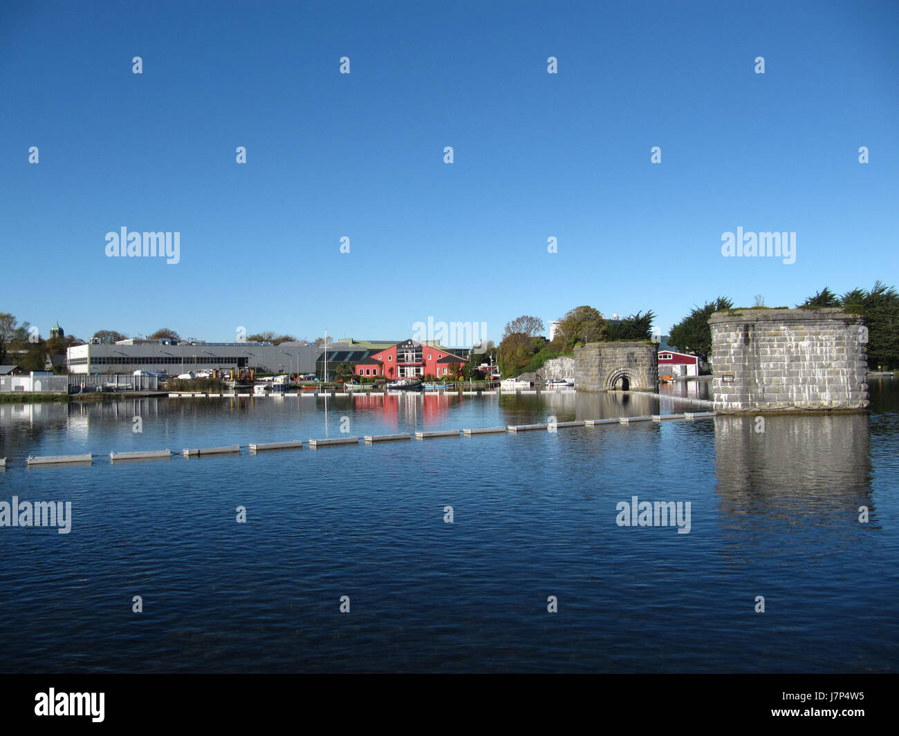 blue reflection ireland river water blue buildings tree trees shine ...