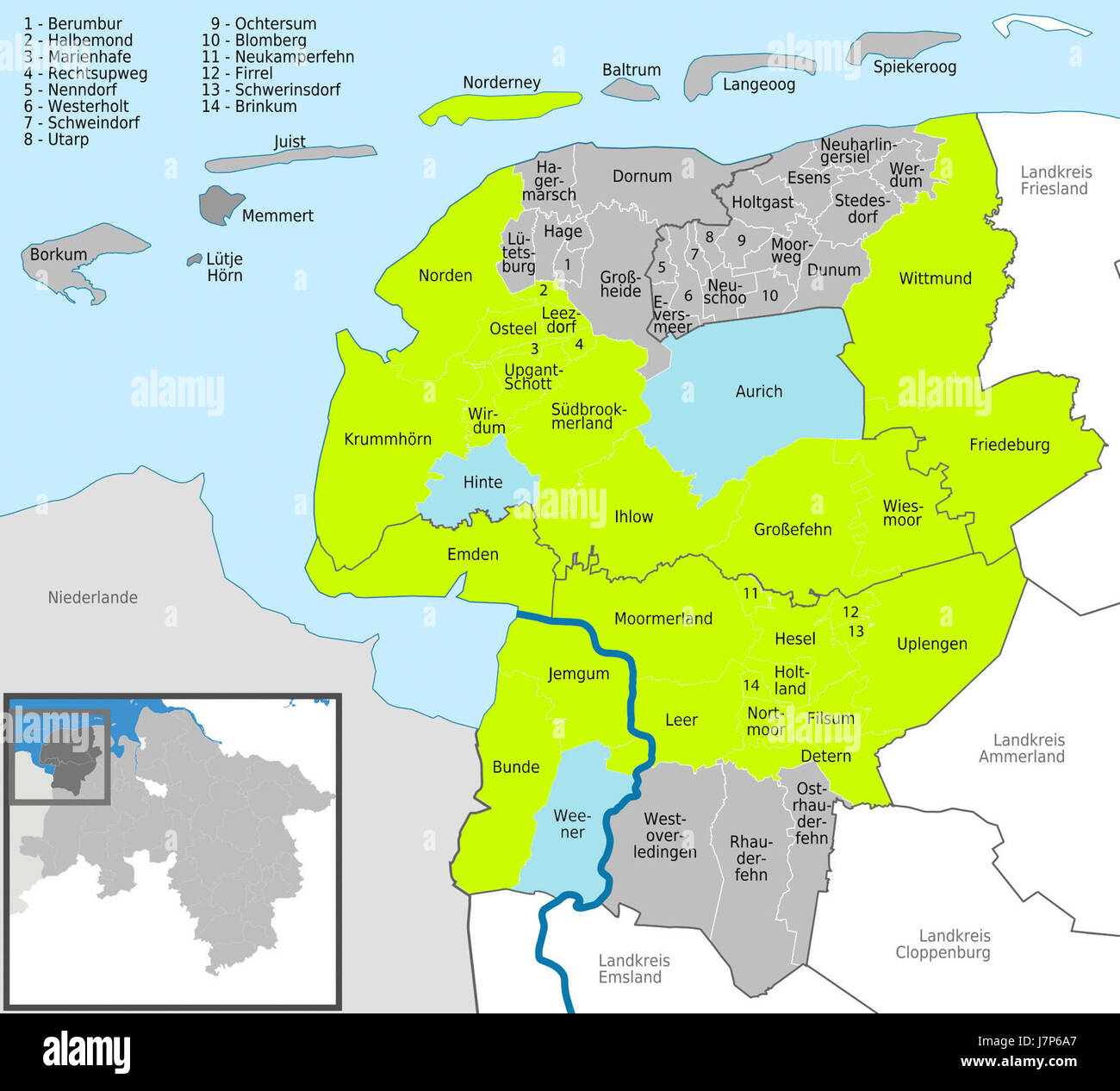 Ostfriesland map hi-res stock photography and images - Alamy