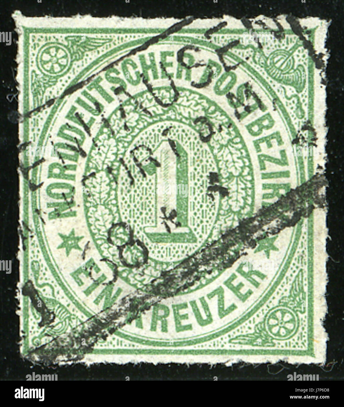 The 1868 NDPB 1kr Mi7 Sachsenhausen file refers to a historical ...