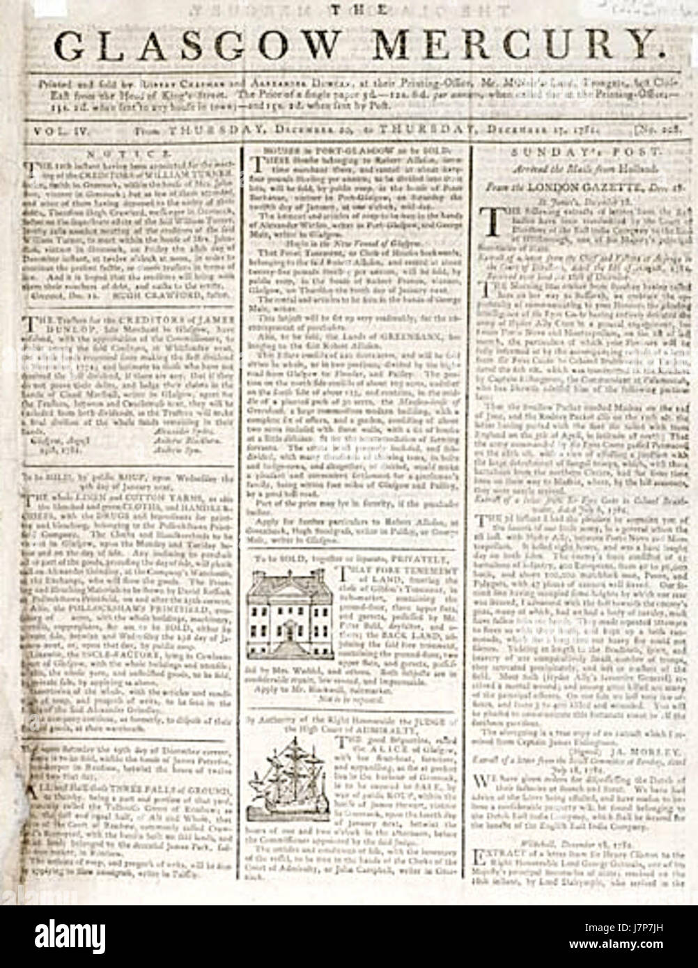 The December 27, 1781 issue of the Glasgow Mercury provides insights ...