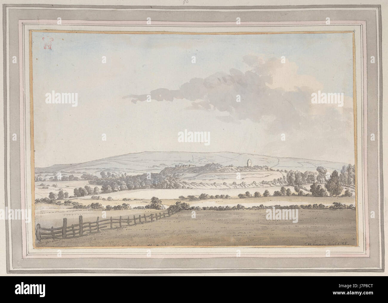 This painting by Samuel Hieronymus Grimm depicts a distant view of ...