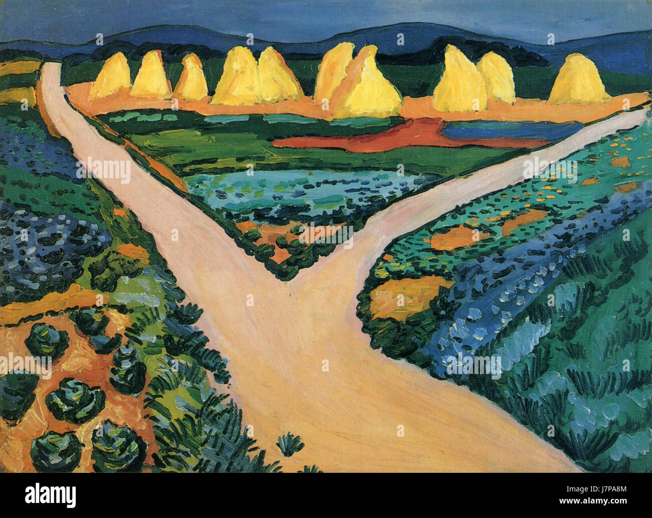 This image features the work of German painter August Macke, known for ...