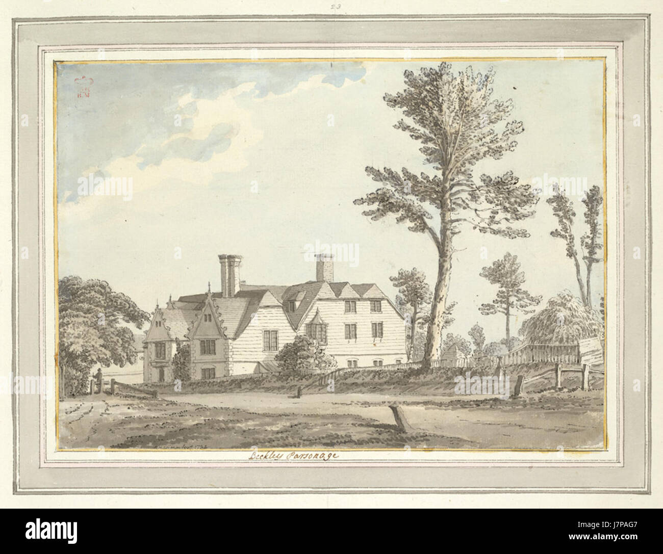 This artwork by Samuel Hieronymus Grimm depicts the Beckley Parsonage ...