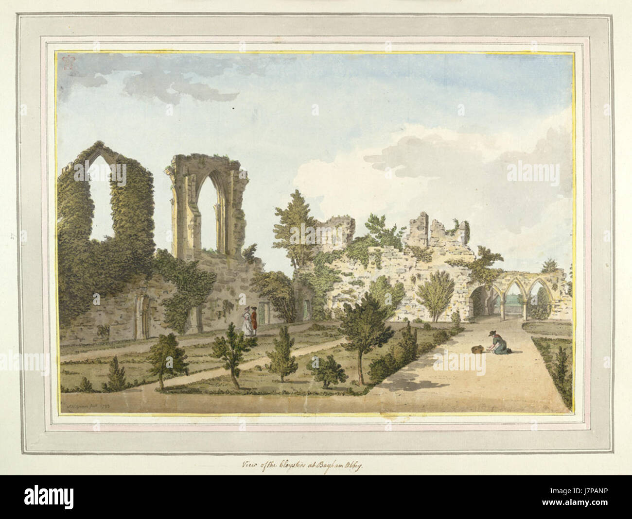 The drawing by Samuel Hieronymus Grimm depicts Bayham Abbey in 1783 ...