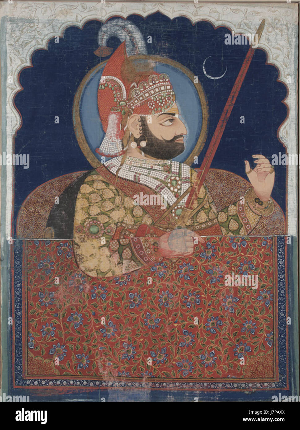 Portrait of Bhim Singh, a historical ruler from Mewar in India, known ...