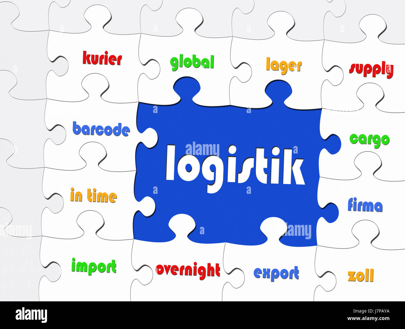 logistics - business concept - puzzle style Stock Photo - Alamy
