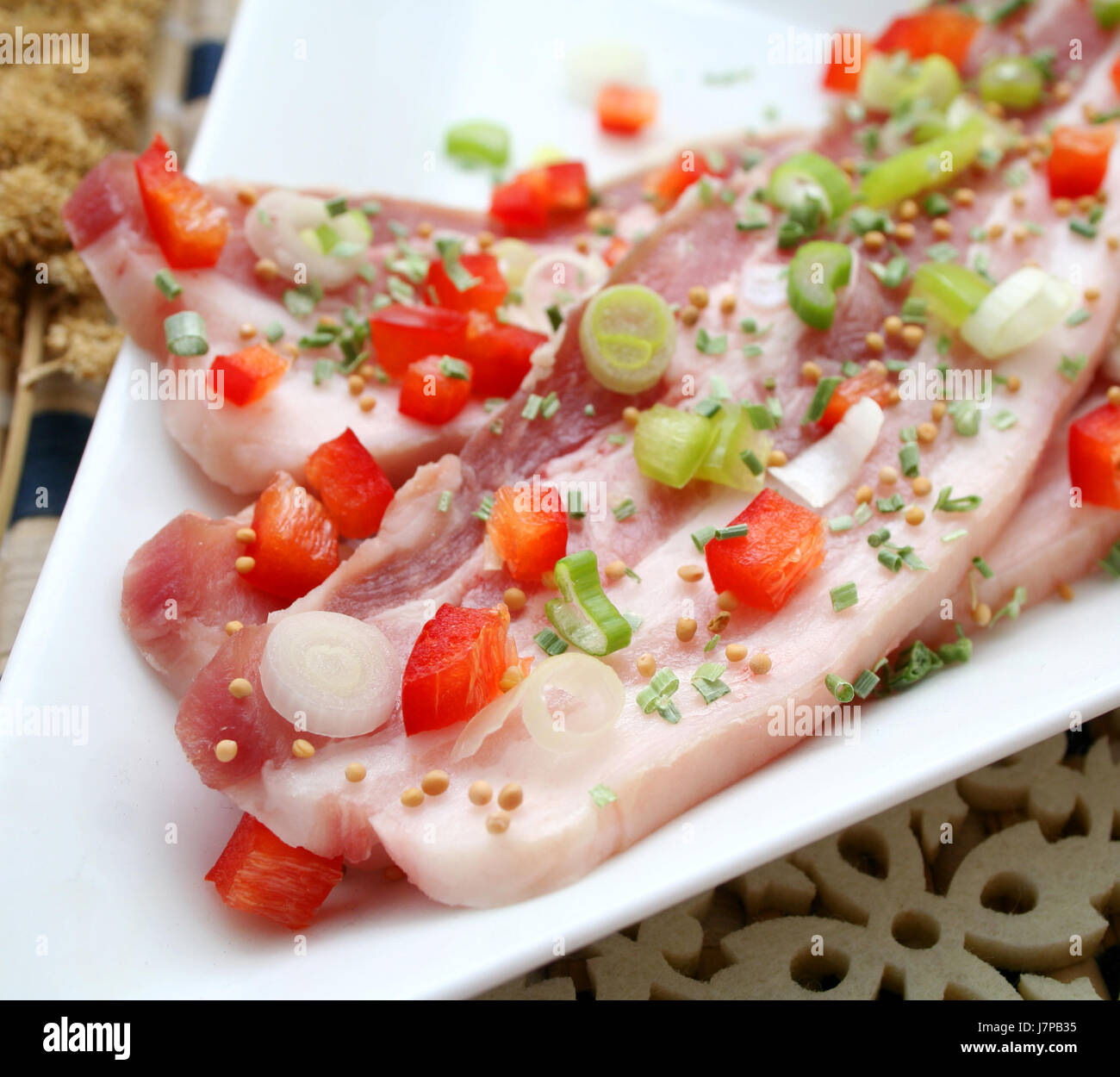 raw thick wide fat fresh pork pig meat food aliment vegetable raw ...