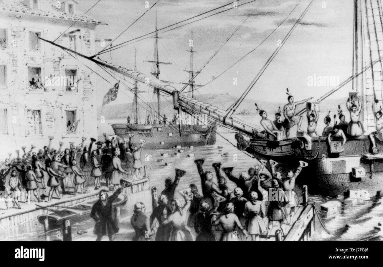 Boston tea party art Black and White Stock Photos & Images - Alamy