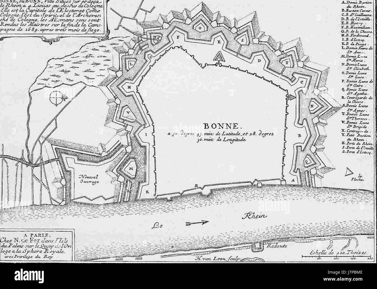 A historical reference to Bonn, Germany, in the year 1689, possibly ...