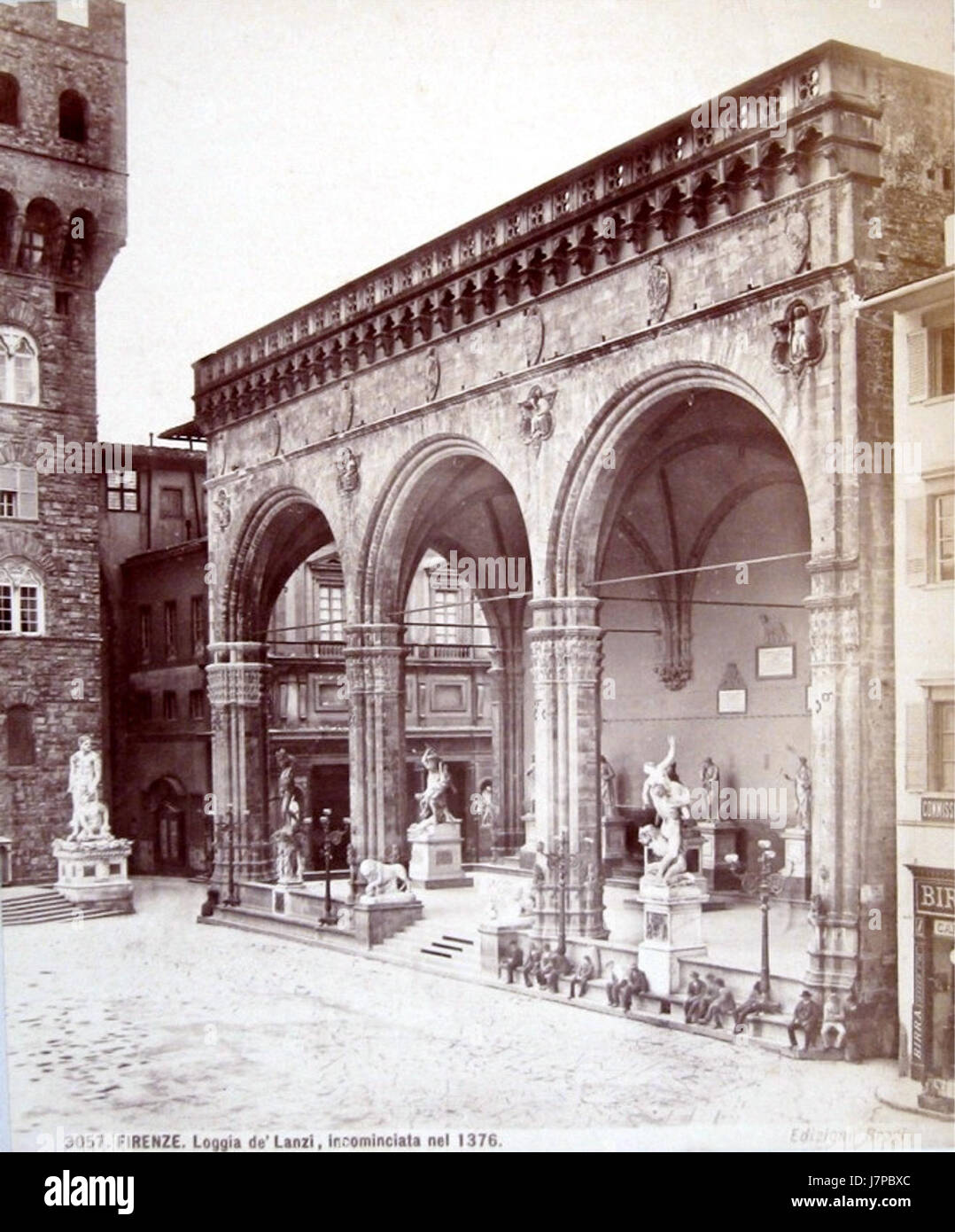 This photograph, taken by Giacomo Brogi, depicts the Loggia de' Lanzi ...