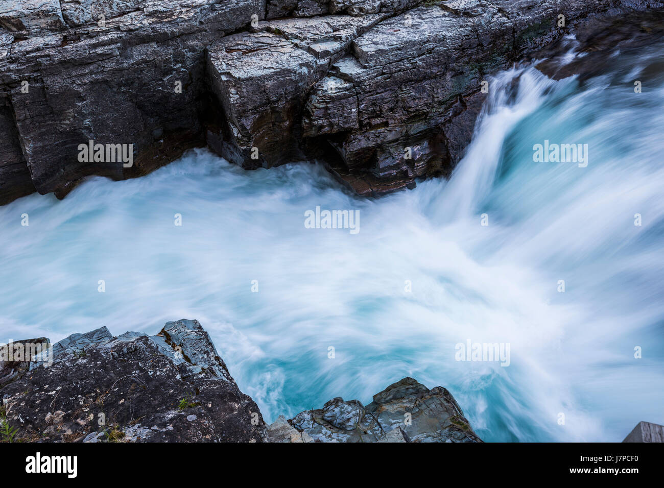 stream chute water rocks waterfall glacier national park flow Stock ...