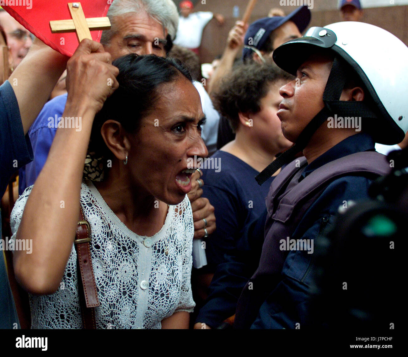 A woman protests against President Hugo Chavez in Caracas, November 19 ...