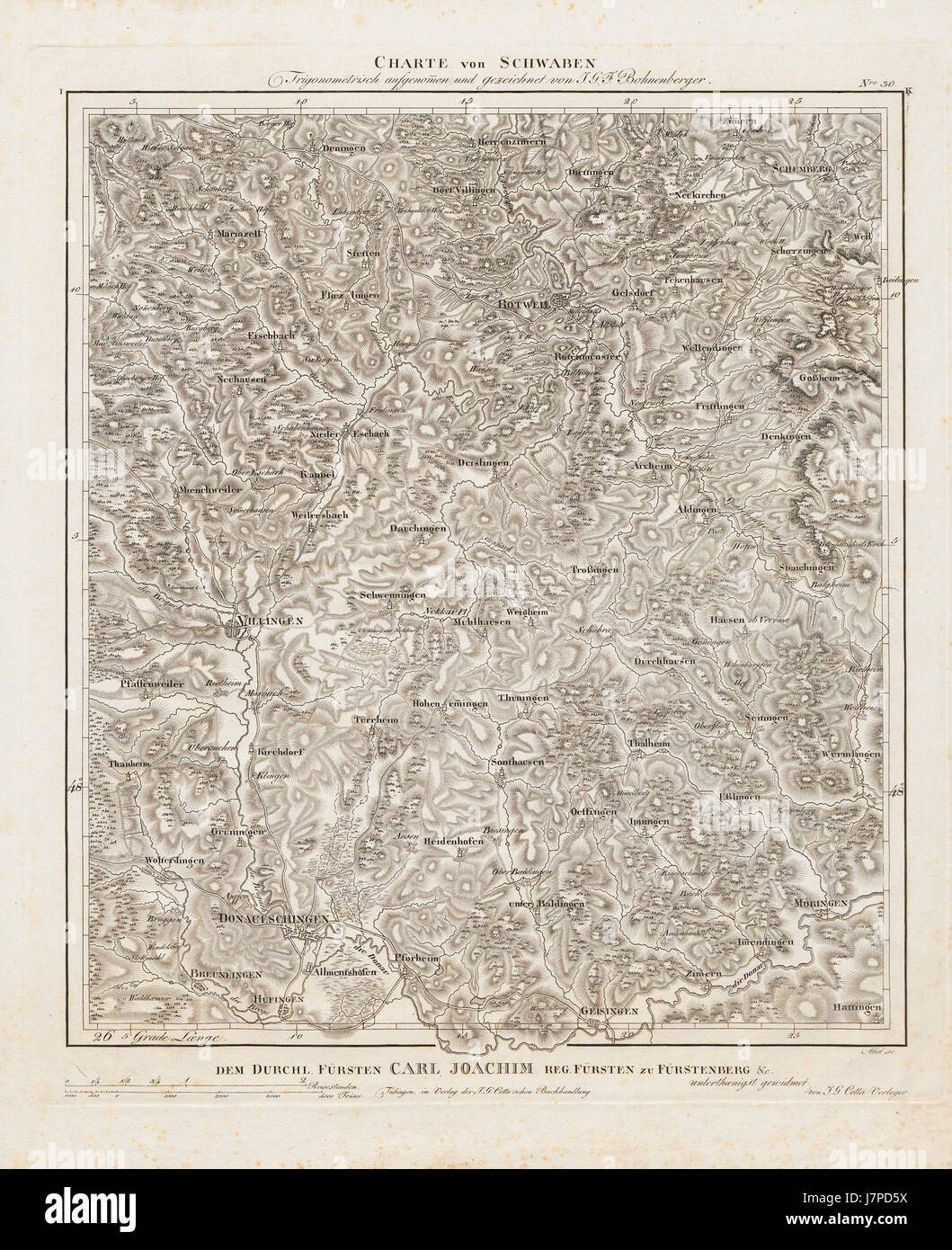 A historical map titled 'Charte von Schwaben Tafel 30 Rottweil ...