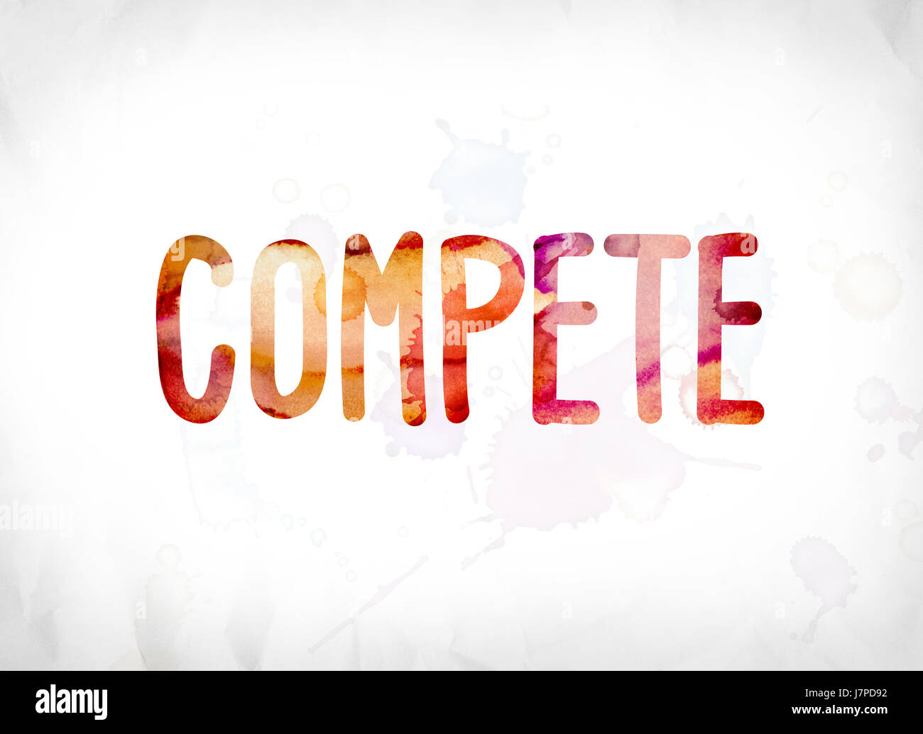 The word Compete concept and theme painted in colorful watercolors on a ...