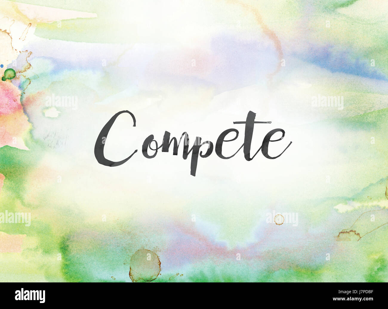 The word Compete concept and theme written in black ink on a colorful ...