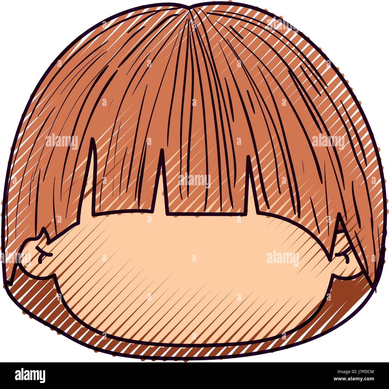 colored crayon silhouette of faceless head of little kid with mushroom ...