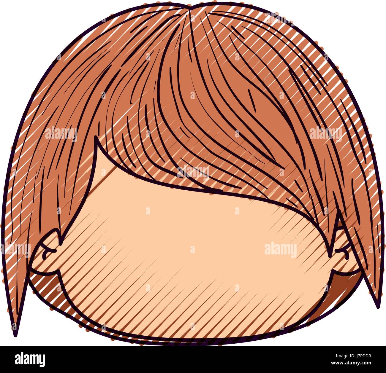 colored crayon silhouette of faceless head of little kid with short ...