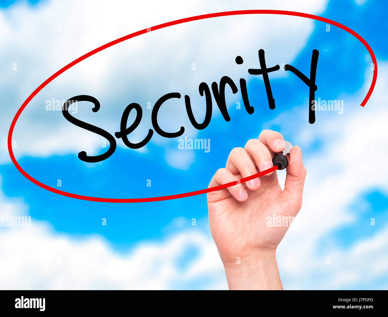 Man Hand writing Security with black marker on visual screen. Isolated ...