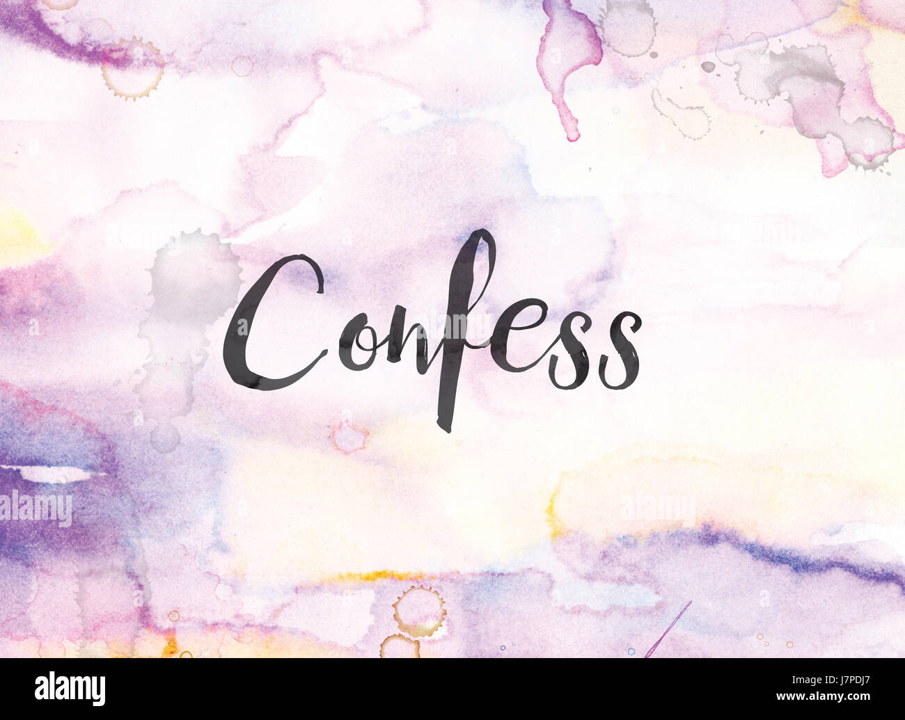 The word Confess concept and theme written in black ink on a colorful ...