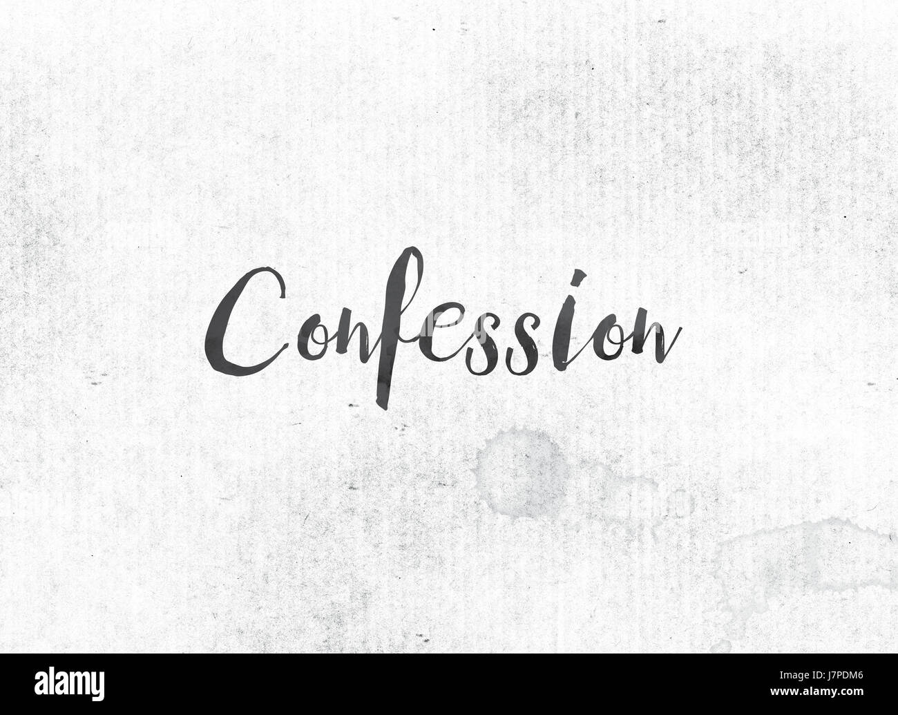 The word Confession concept and theme painted in black ink on a ...