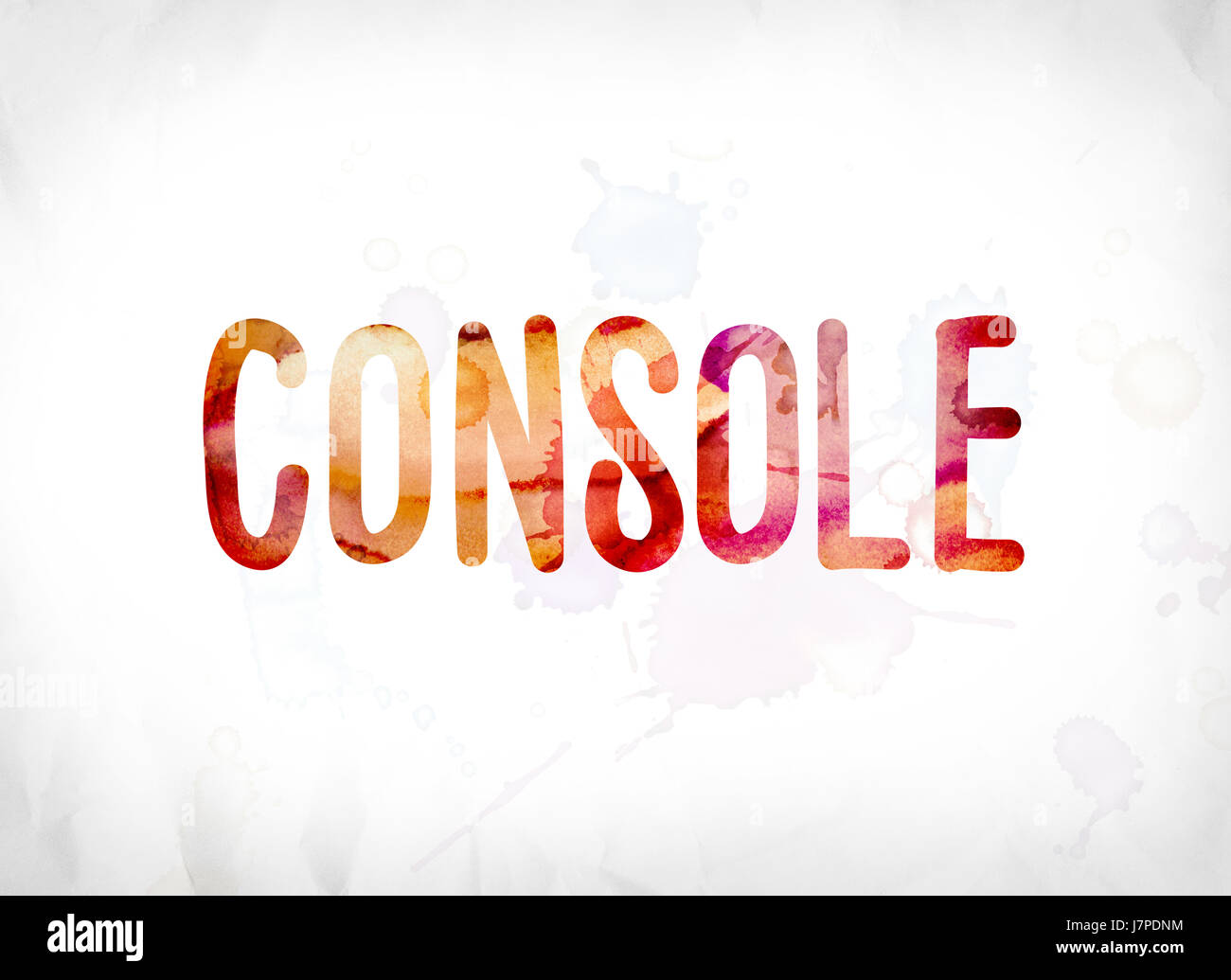 The word Console concept and theme painted in colorful watercolors on a ...