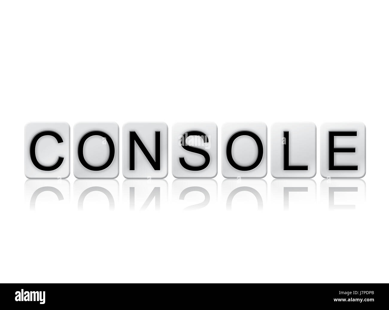 The word Console concept and theme written in white tiles and isolated ...