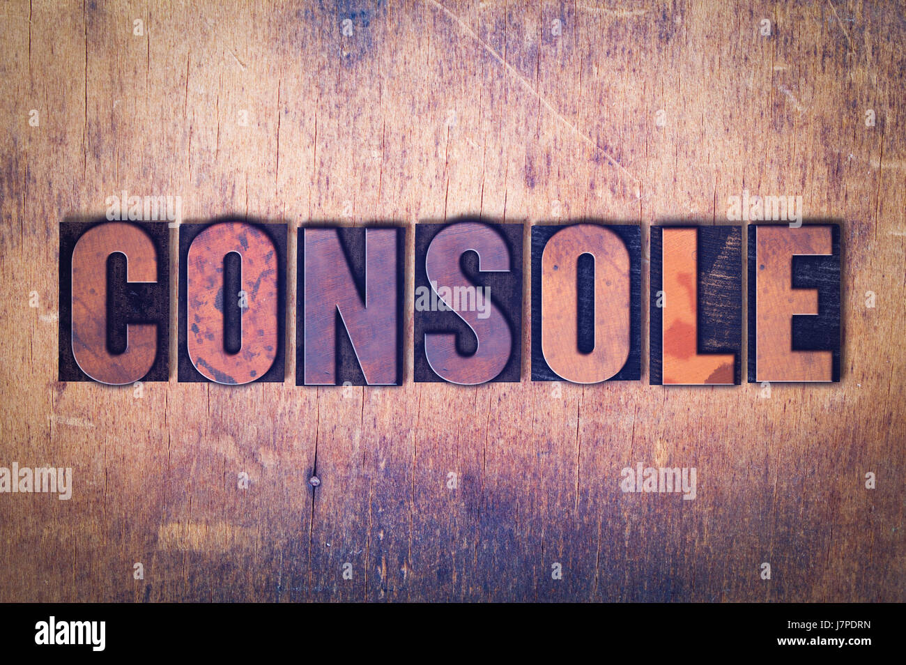 The word Console concept and theme written in vintage wooden ...