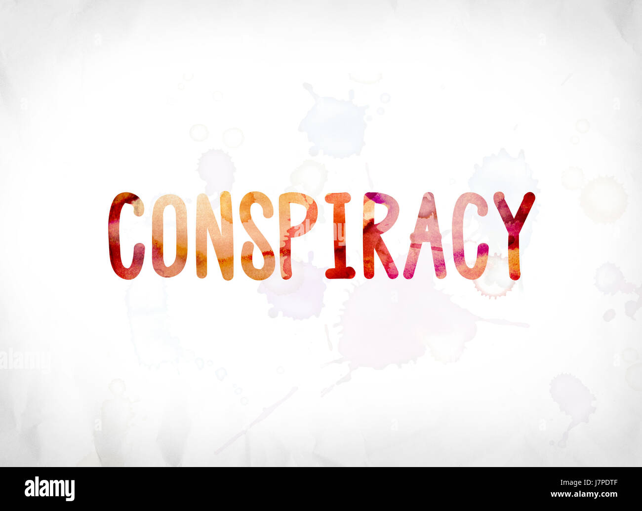 The word Conspiracy concept and theme painted in colorful watercolors ...
