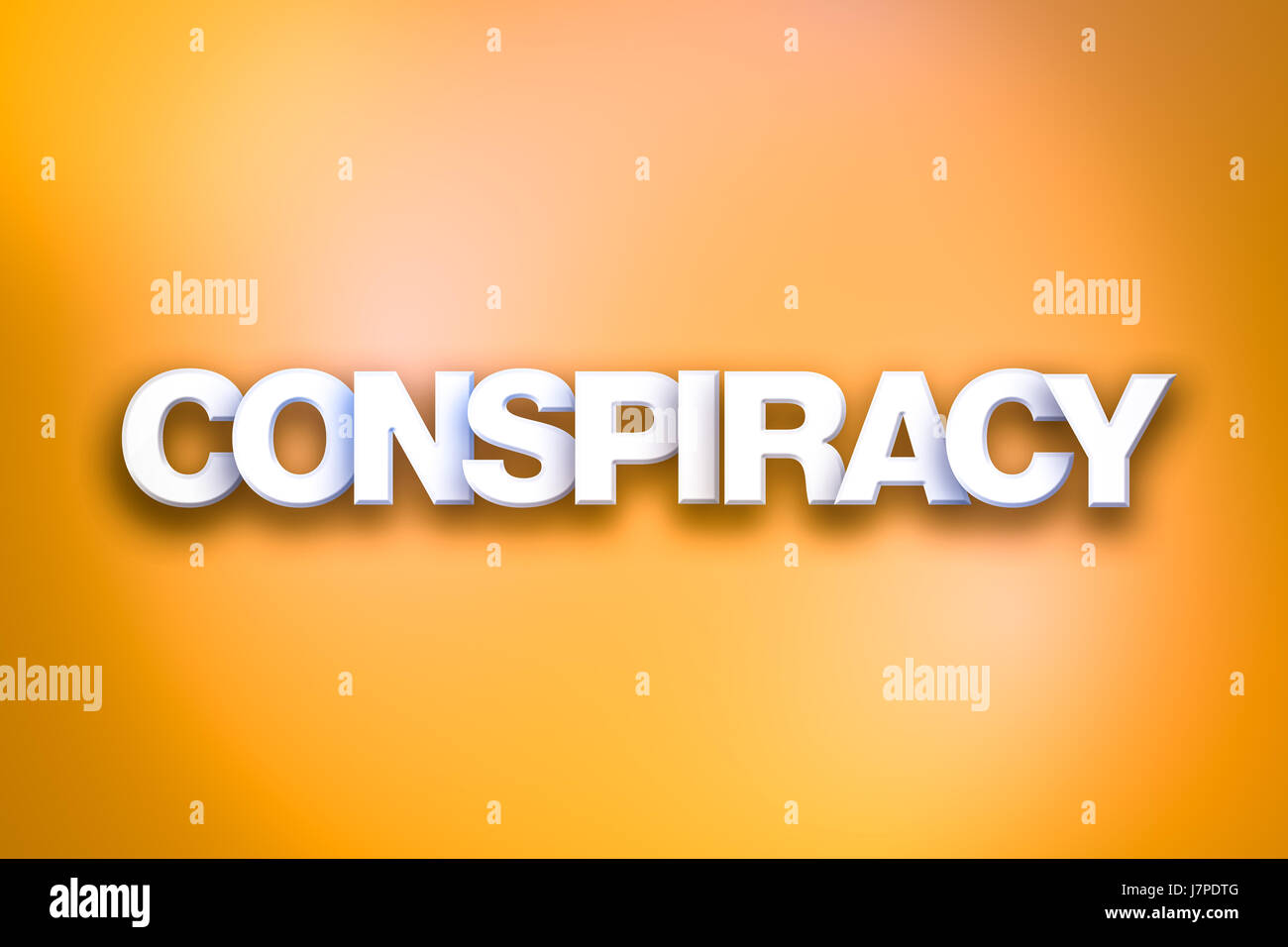 The word Conspiracy concept written in white type on a colorful ...
