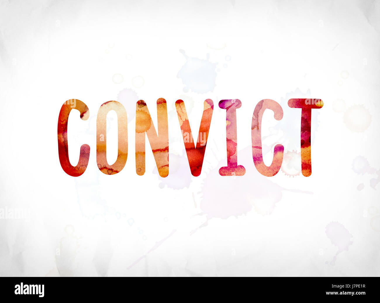 The word Convict concept and theme painted in colorful watercolors on a ...