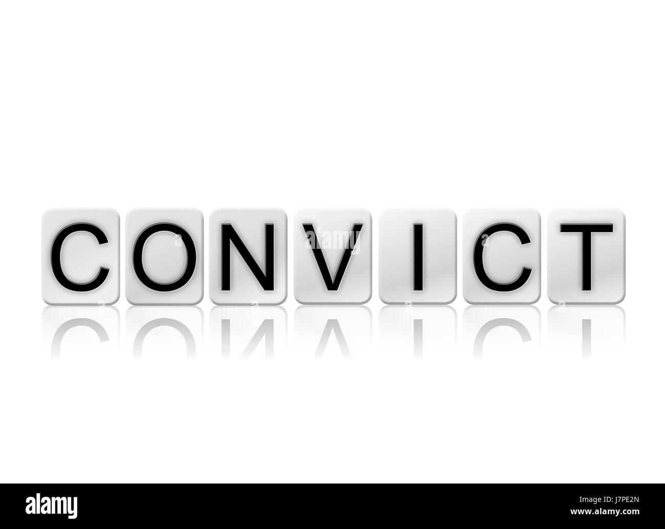 The word Convict concept and theme written in white tiles and isolated ...