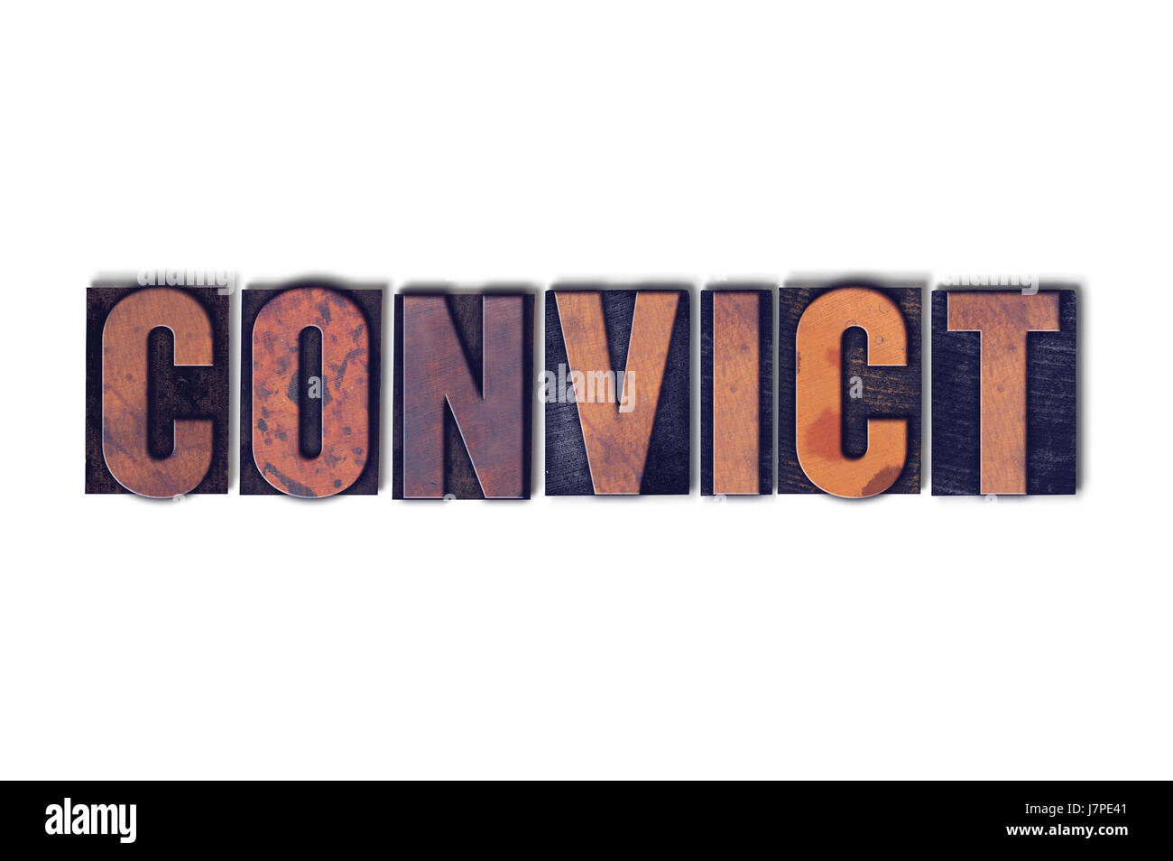 The word Convict concept and theme written in vintage wooden ...