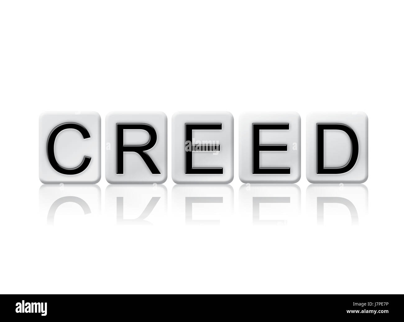 The word Creed concept and theme written in white tiles and isolated on ...