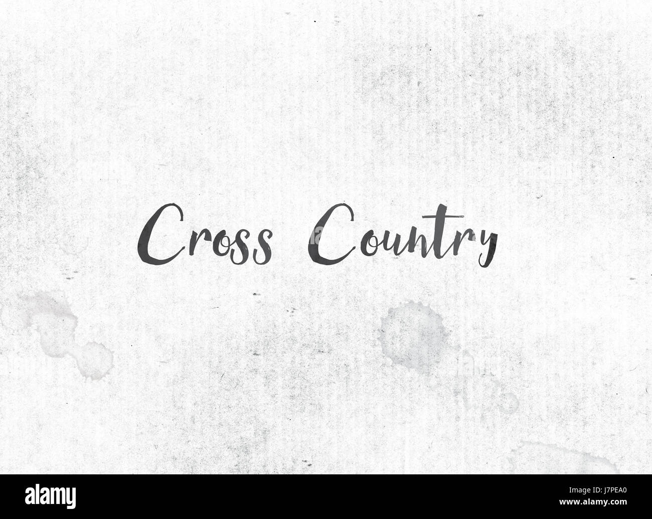 The words Cross Country concept and theme painted in black ink on a ...