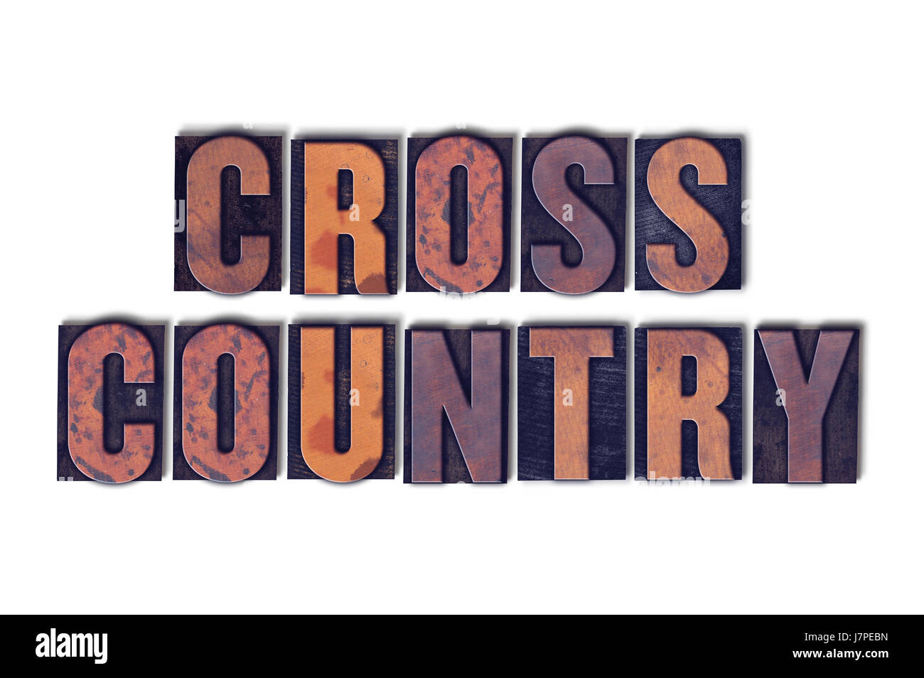 The words Cross Country concept and theme written in vintage wooden ...
