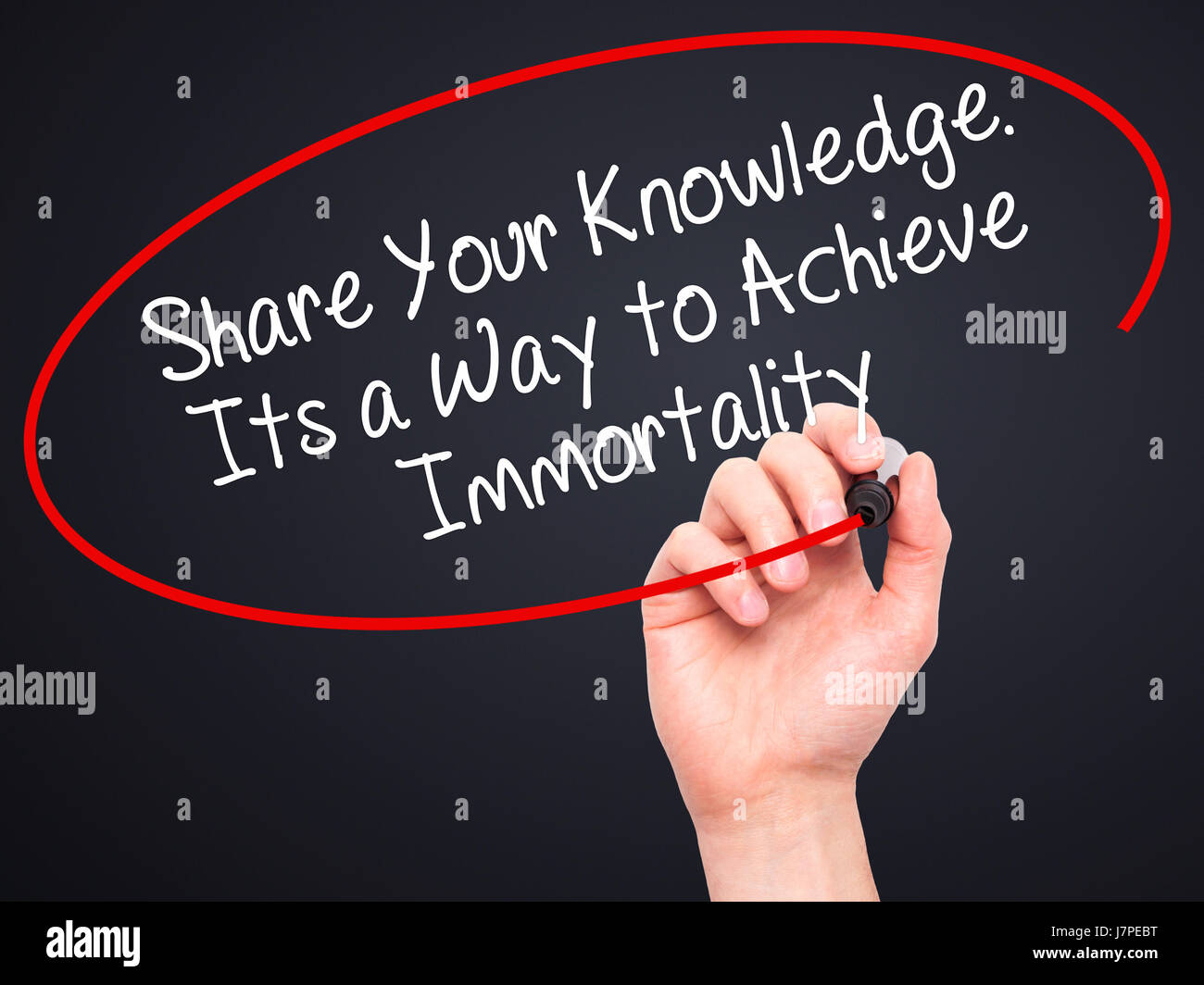 Man Hand writing Share Your Knowledge. Its a Way to Achieve Immortality ...
