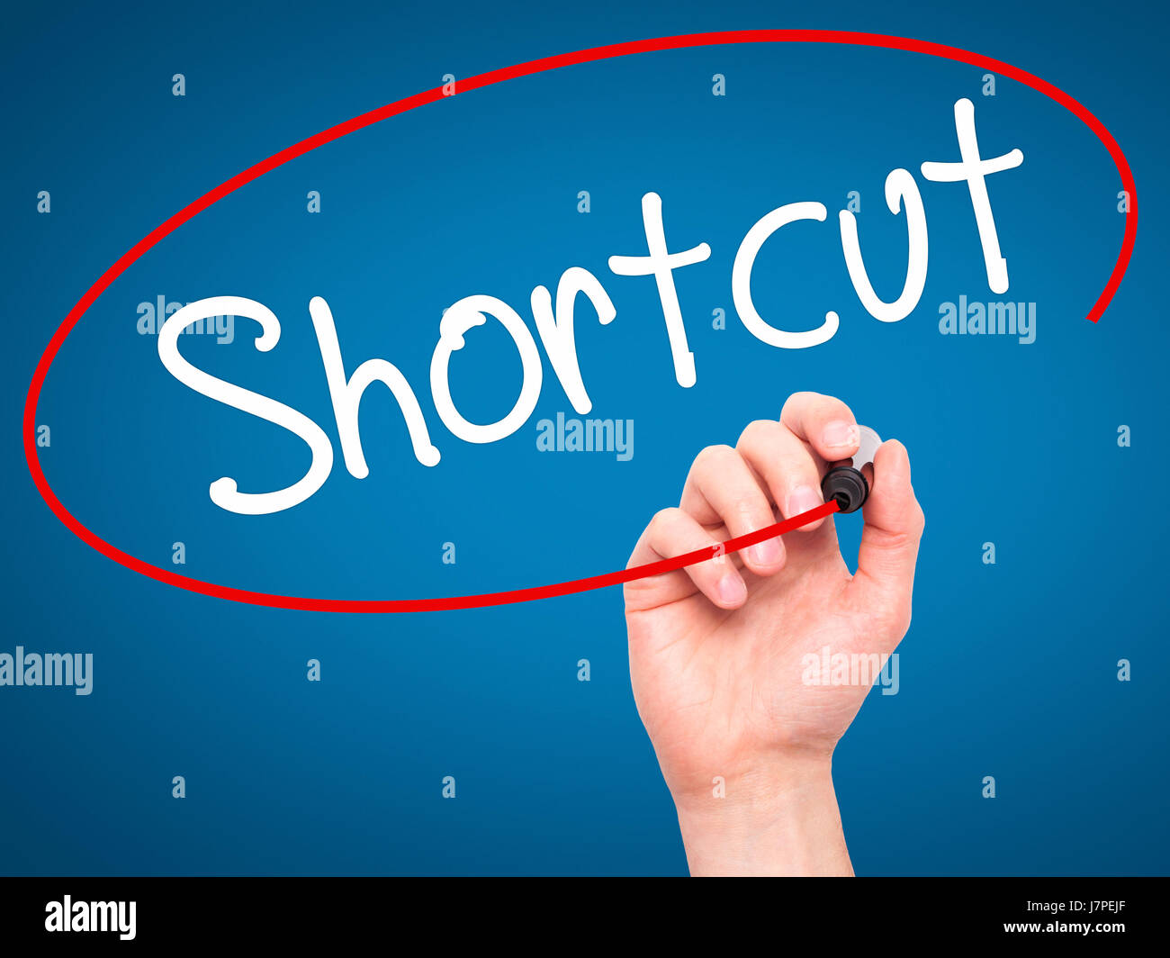 Man Hand writing Shortcut with black marker on visual screen. Isolated ...