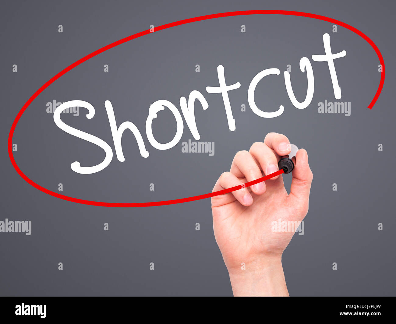 Man Hand writing Shortcut with black marker on visual screen. Isolated ...