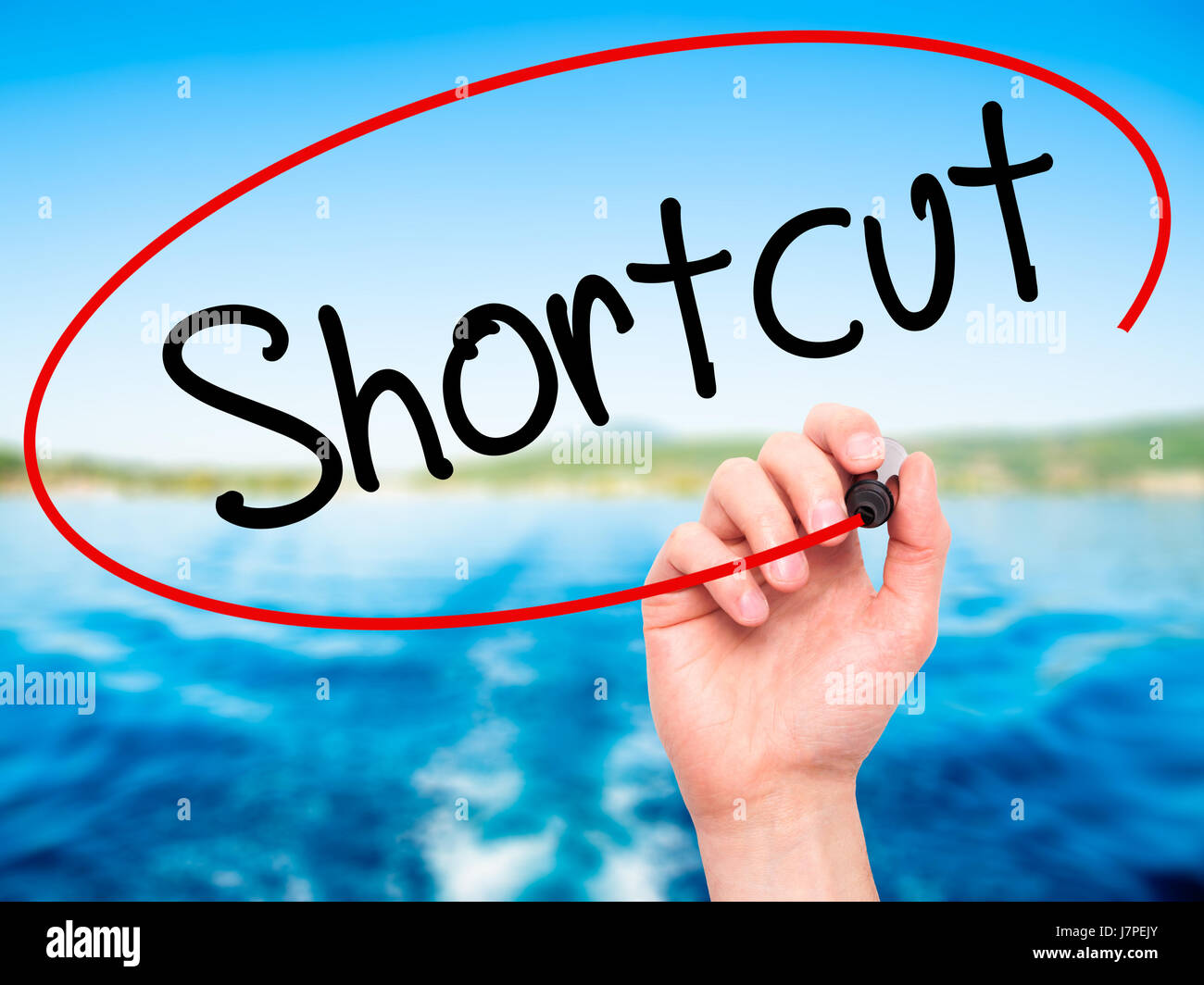 Man Hand writing Shortcut with black marker on visual screen. Isolated ...