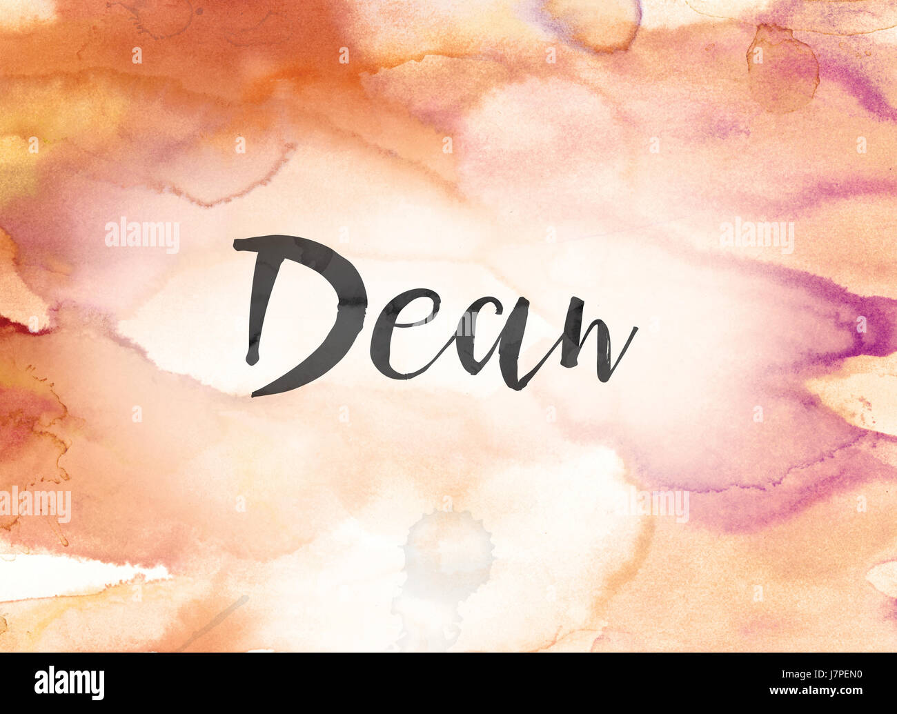 The word Dean concept and theme written in black ink on a colorful ...