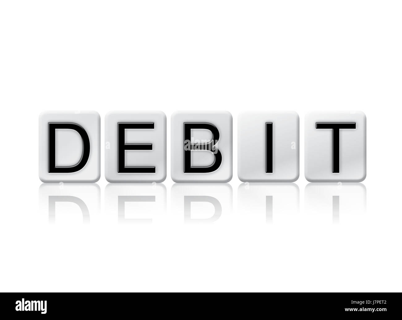 The word Debit concept and theme written in white tiles and isolated on ...