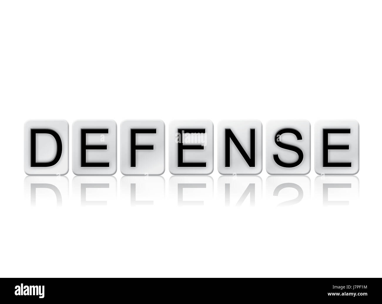 The word Defense concept and theme written in white tiles and isolated ...