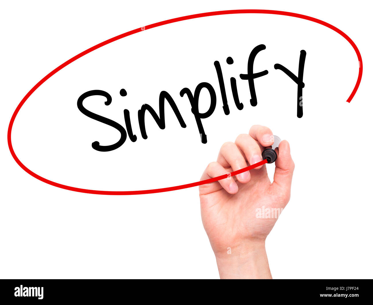 Man Hand writing Simplify with black marker on visual screen. Isolated ...